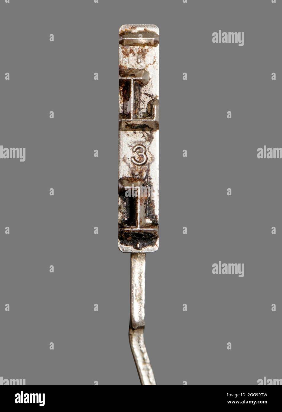 Macro of a old typewriter hammer Letter A Stock Photo - Alamy