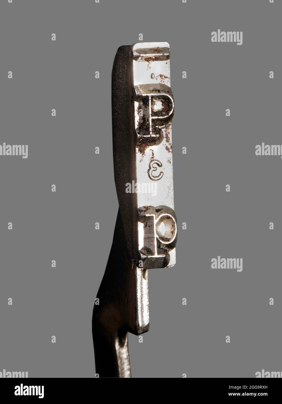 Macro of a old typewriter hammer Letter A Stock Photo - Alamy