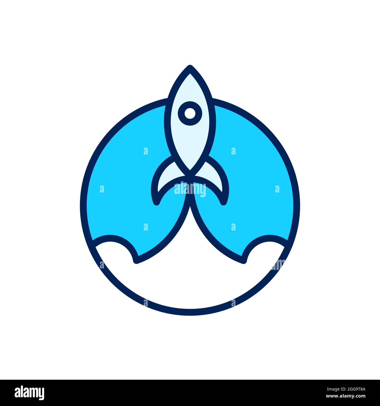 Rocket launches in space simple illustration. Space exploration or ...