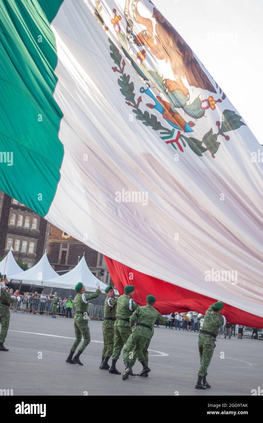 MEXICO CITY, MEXICO - Mar 21, 2020: The Mexican military taking down ...