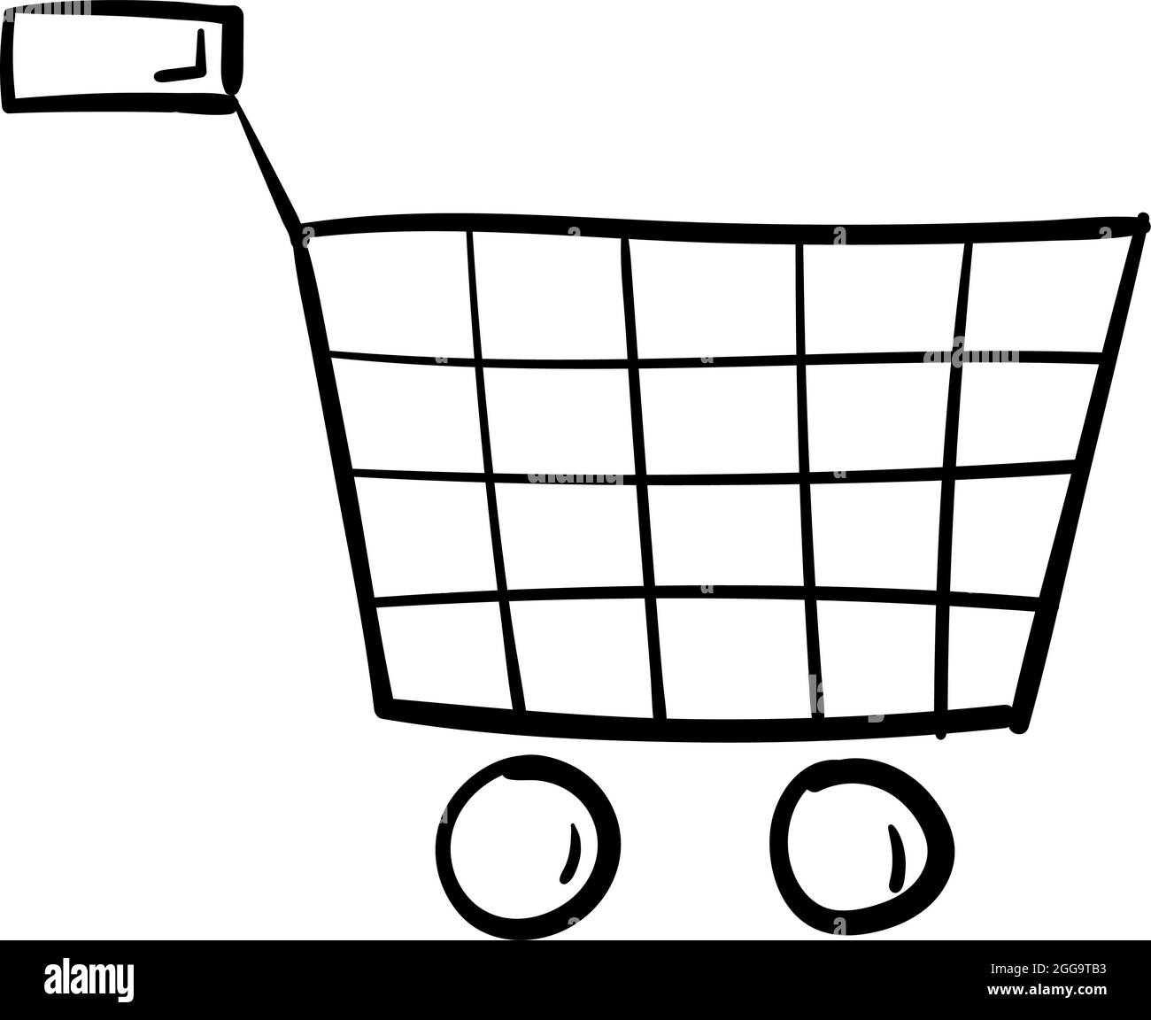 hand drawn shopping cart icon in doodle style isolated Stock Vector ...
