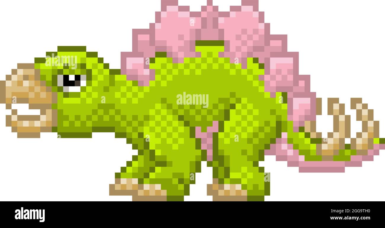 Stegosaurus Pixel Art Dinosaur Video Game Cartoon Stock Vector Image ...