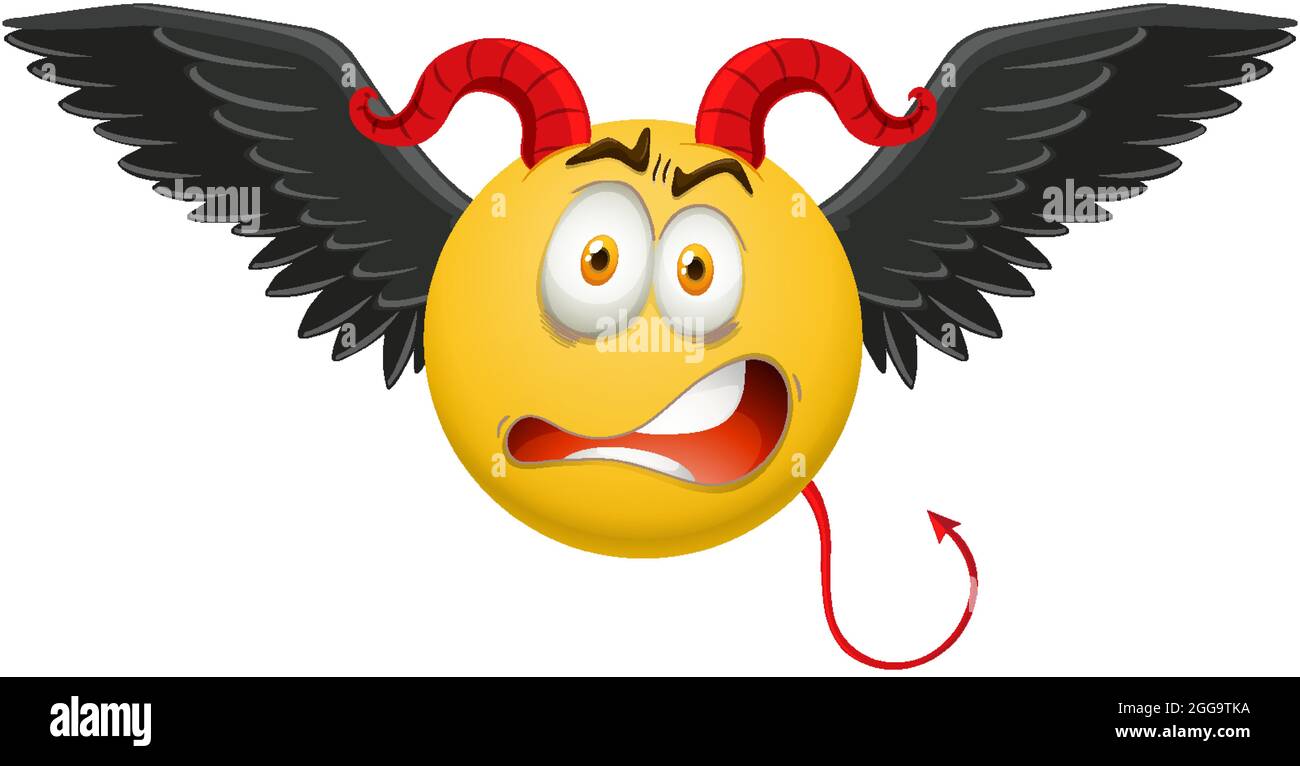 Devil emoticon with facial expression illustration Stock Vector Image ...