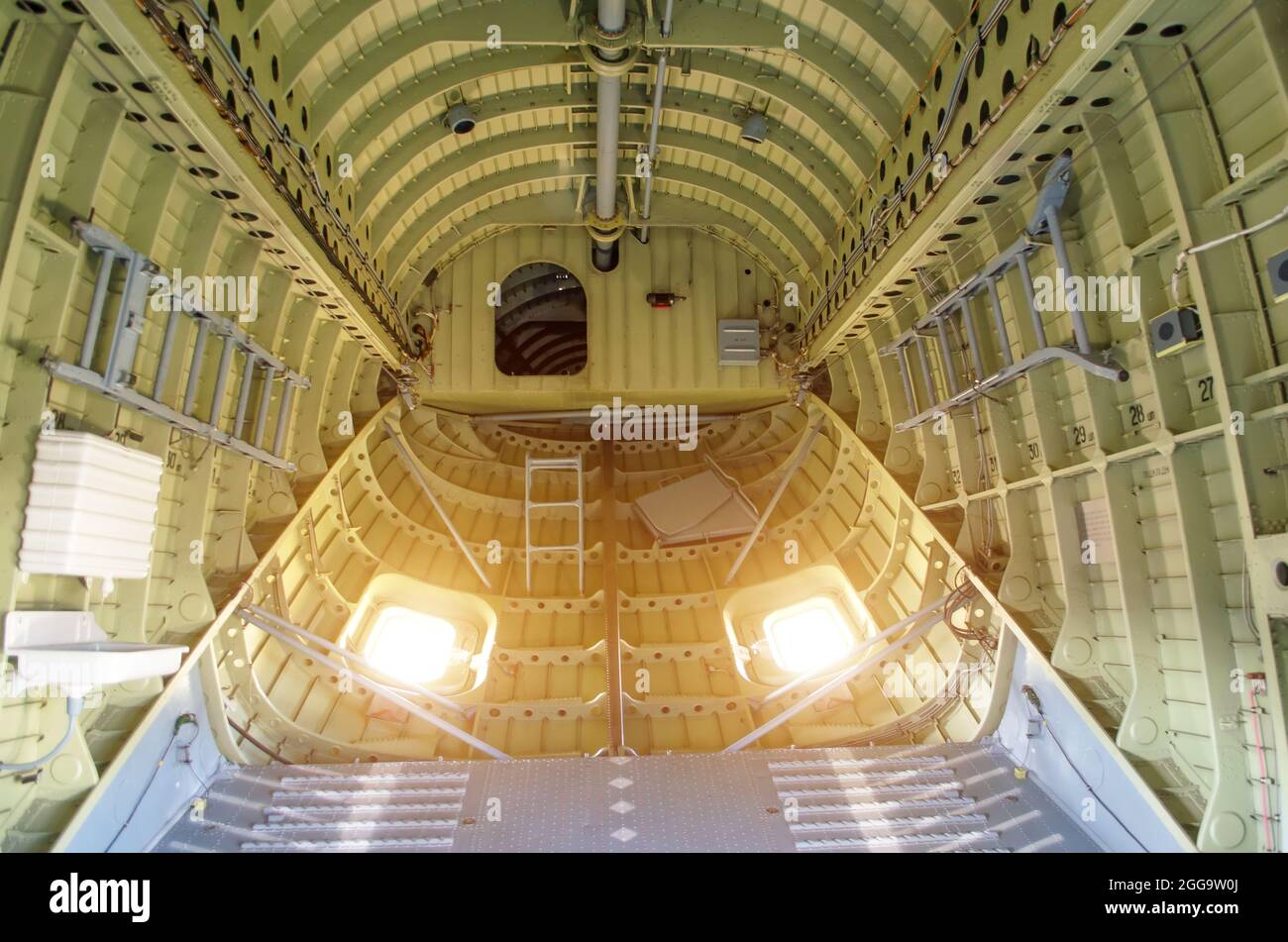 Inside the compartment of a large cargo helicopter Stock Photo - Alamy