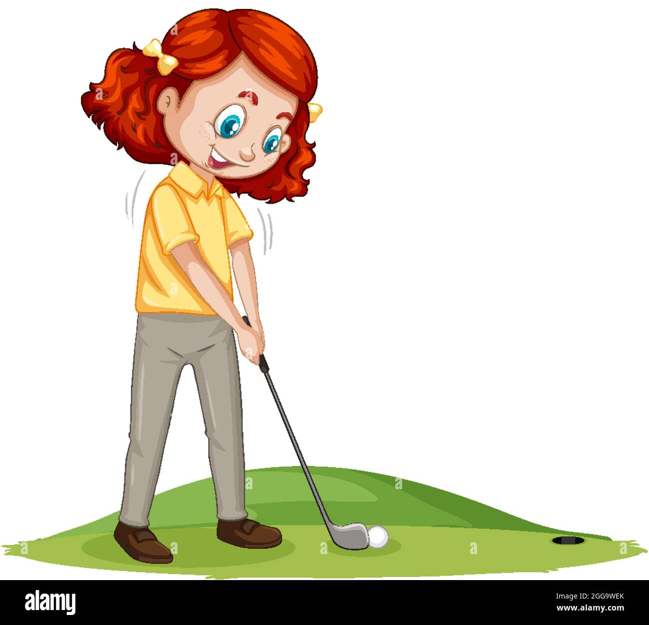 Young golf player cartoon character playing golf illustration Stock ...