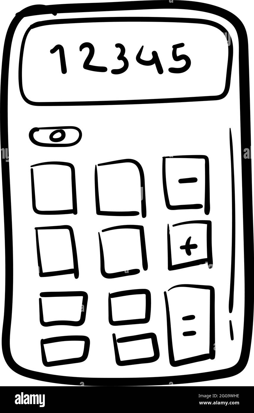 hand drawn calculator icon in doodle style isolated Stock Vector Image ...