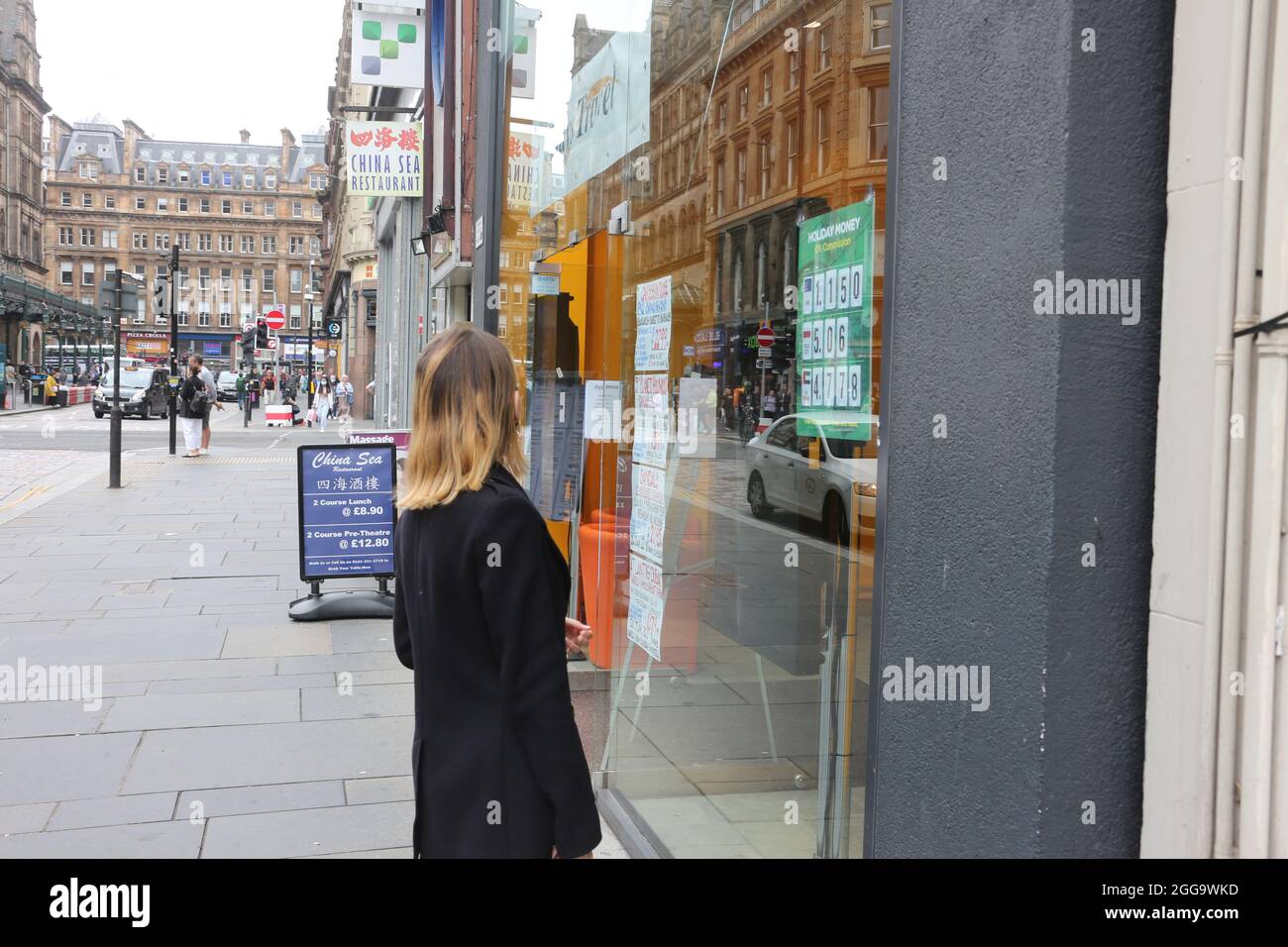Glasgow, Scotland, Aug 2021. Attractive blonde young caucasian woman ...