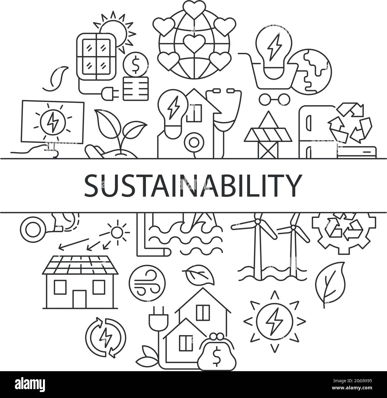 Sustainability abstract linear concept layout with headline Stock ...