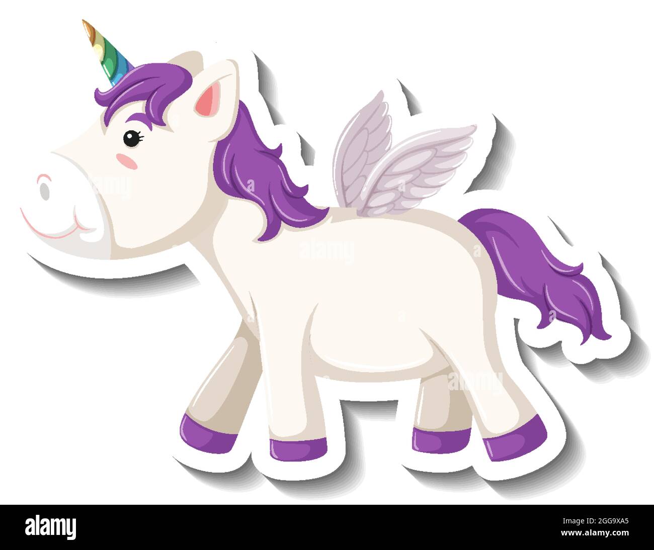 Cute pegasus standing pose on white background illustration Stock ...