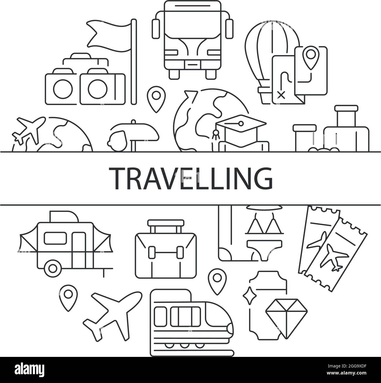 Travel abstract linear concept layout with headline Stock Vector Image ...