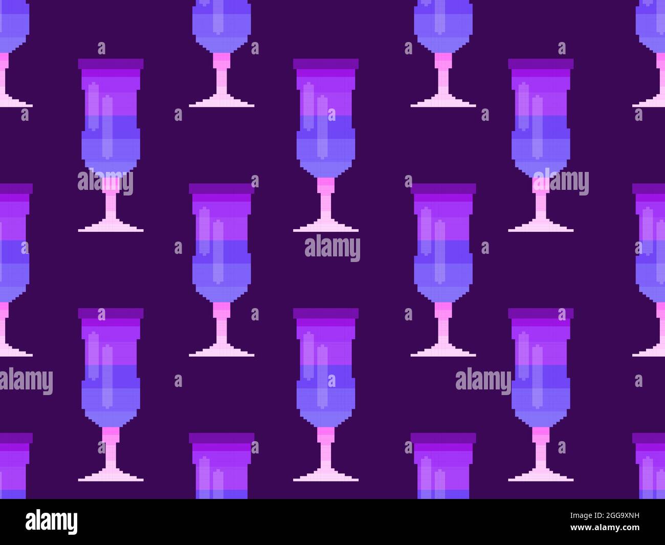 Cocktail glass seamless pattern. Martini glass pixel art. 8 bit graphic ...