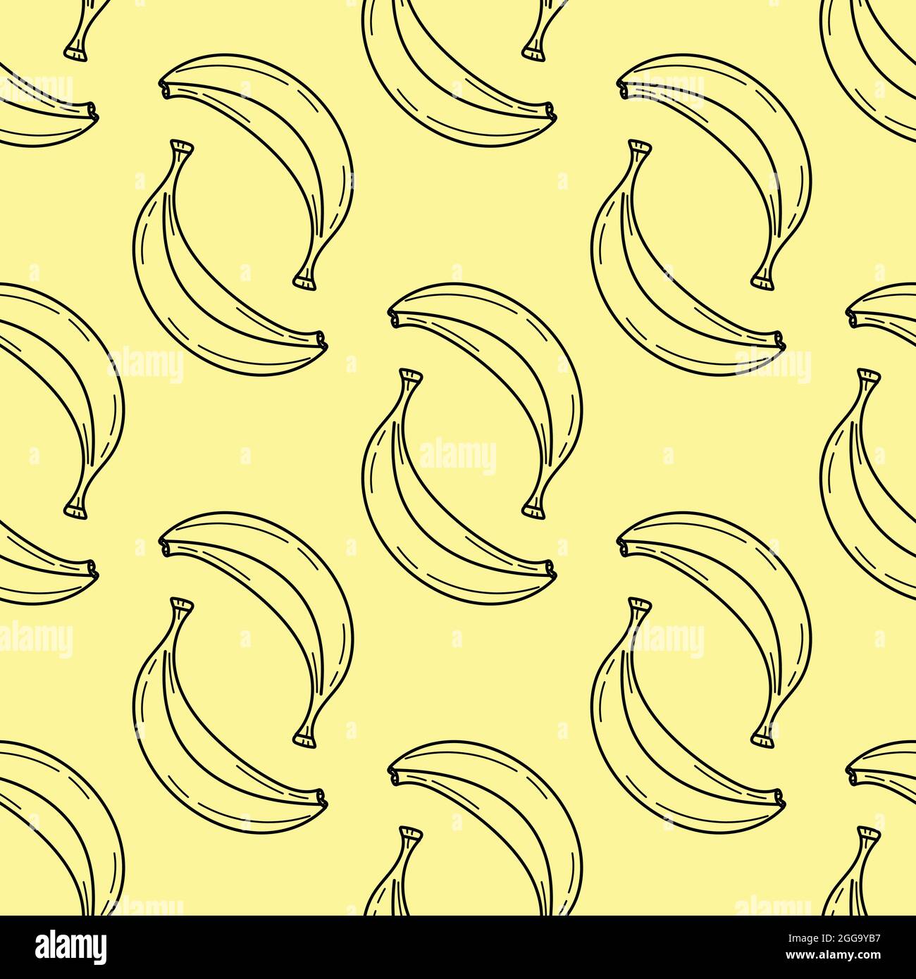 Seamless stylish pattern with hand drawn bananas. Cartoon bright ...