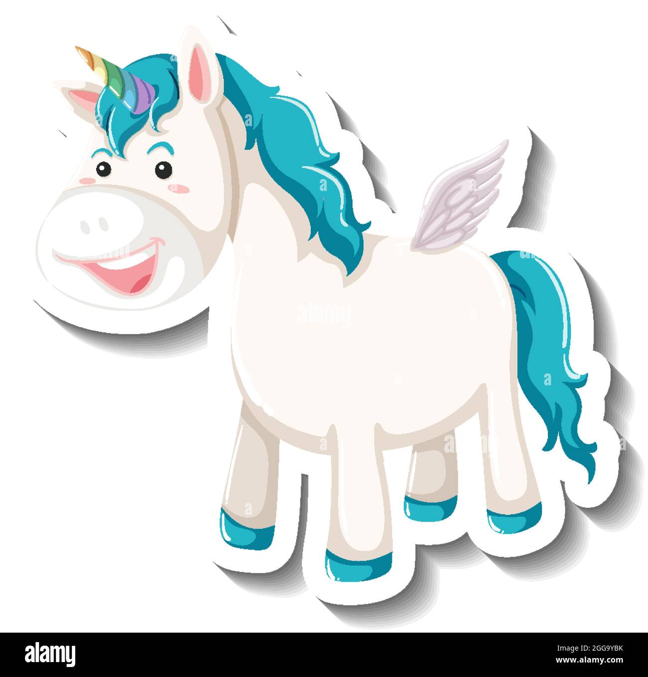 Cute pegasus standing pose on white background illustration Stock ...
