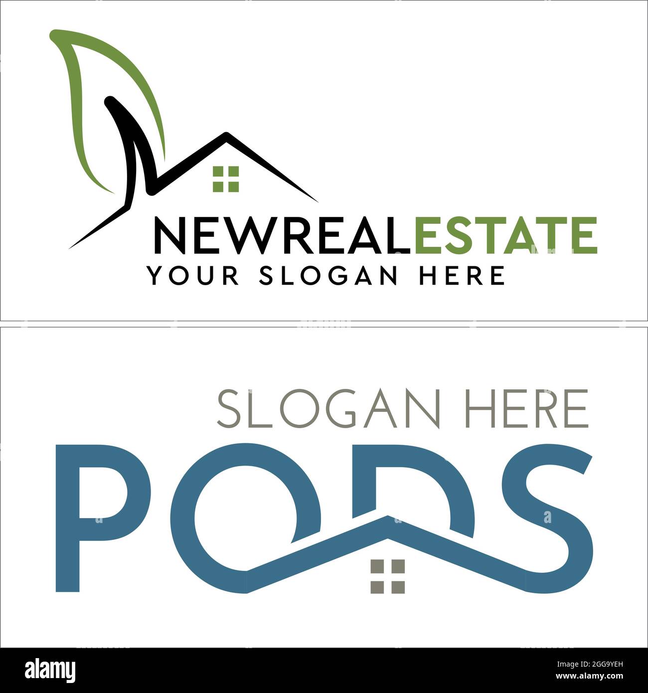Real estate with home roof and lettering icon combination logo design ...