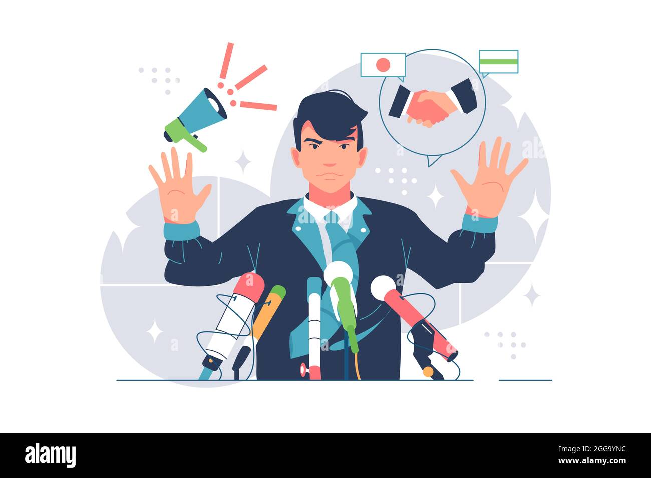 Orator stands behind podium with microphone Stock Vector Image & Art ...