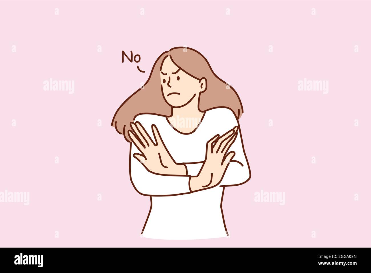 Refusal, denying and forbidding concept. Young displeased woman cartoon ...