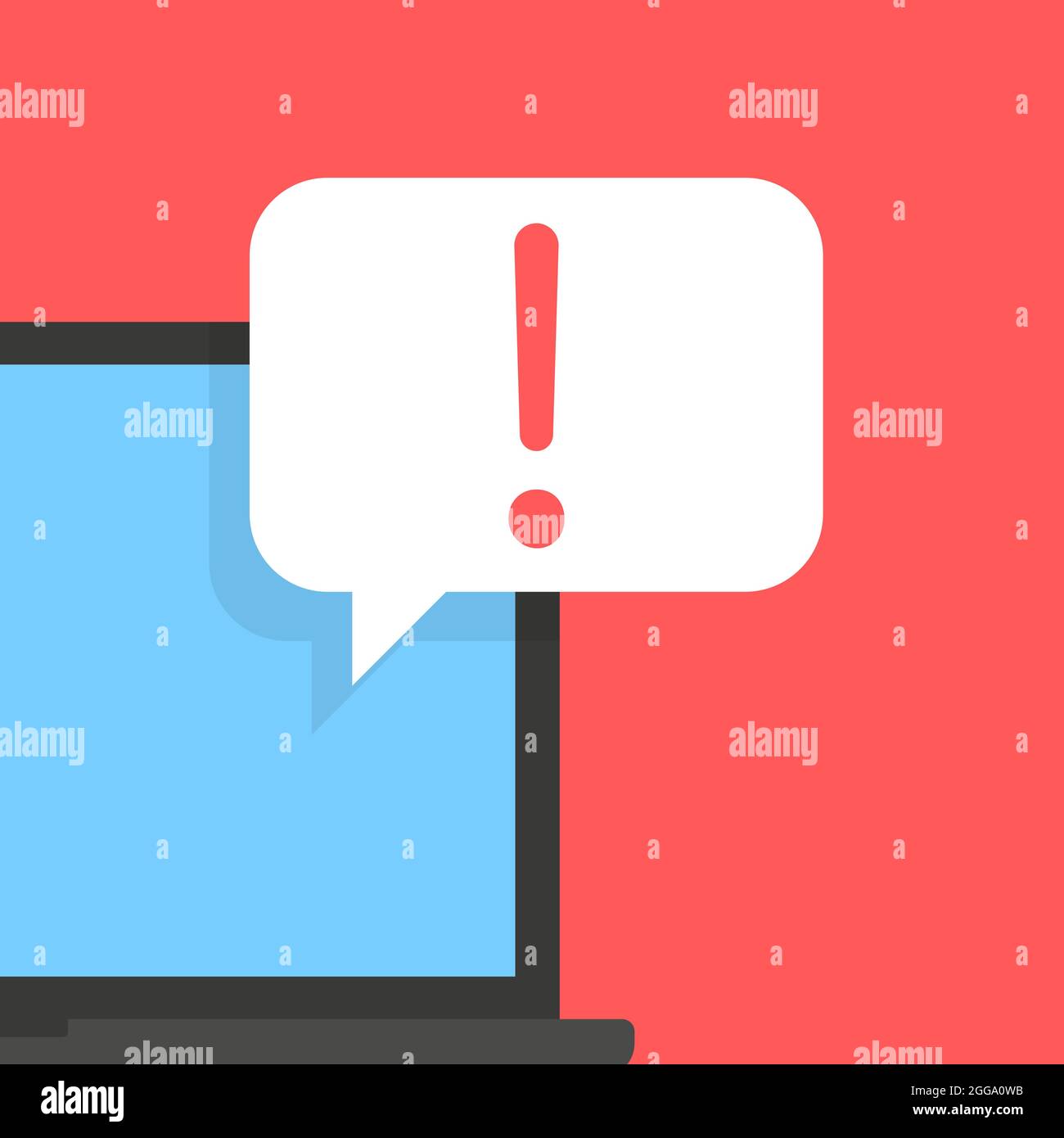 cartoon laptop with alert notice. flat simple trend modern logotype ...