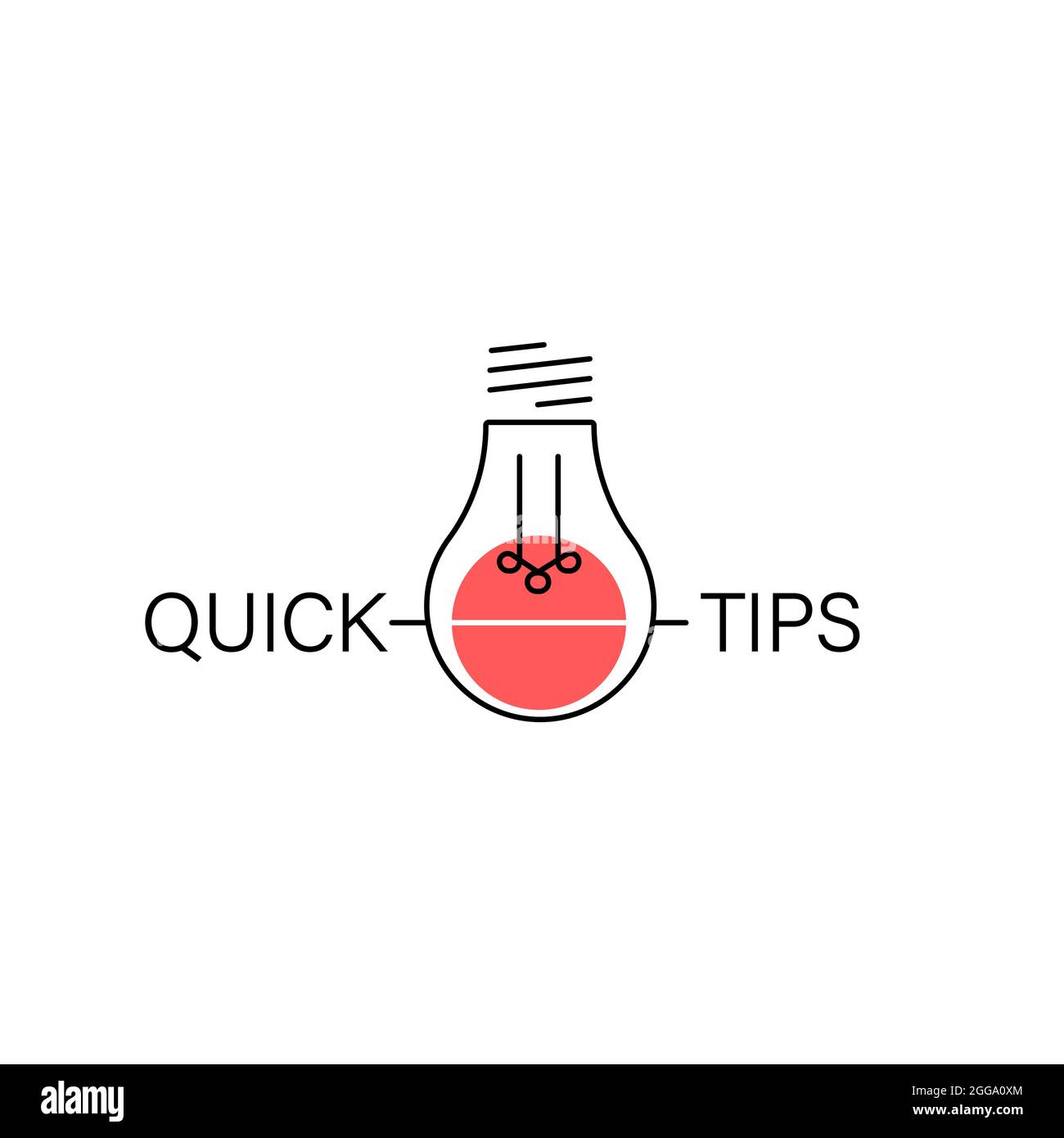 Minimal Quick Tips icon with light bulb. Flat linear trend simple ...