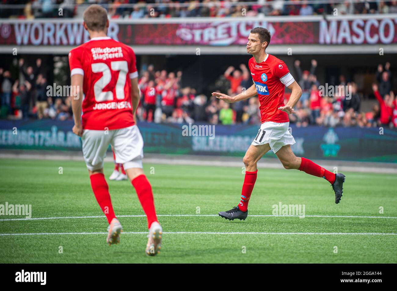 Silkeborg, Denmark. 29th Aug, 2021. Nicklas Helenius (11) of Silkeborg ...