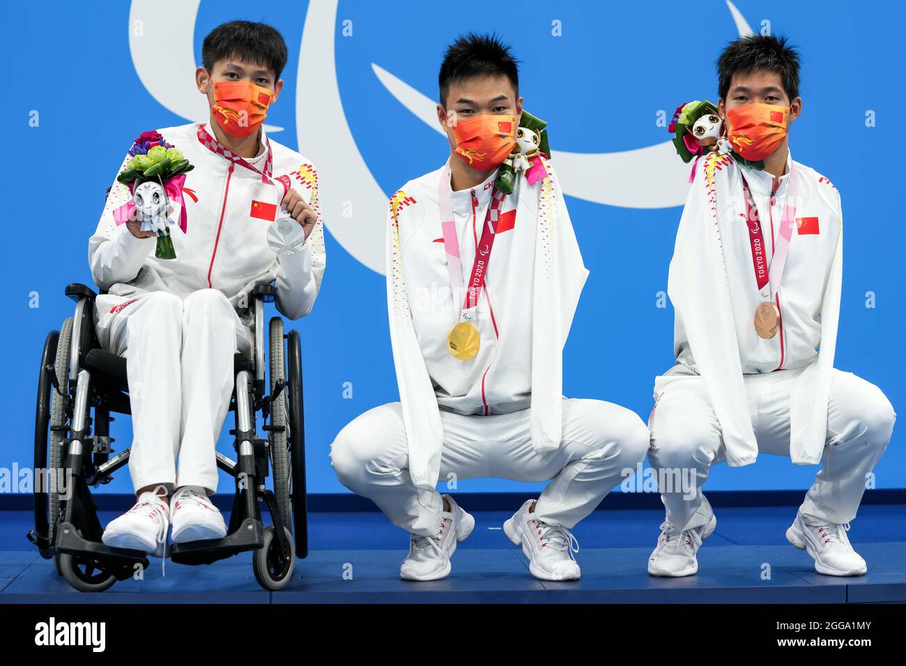 Tokyo, Japan. 29th Aug, 2021. Ruan Jingsong, Zheng Tao and Wang Lichao ...