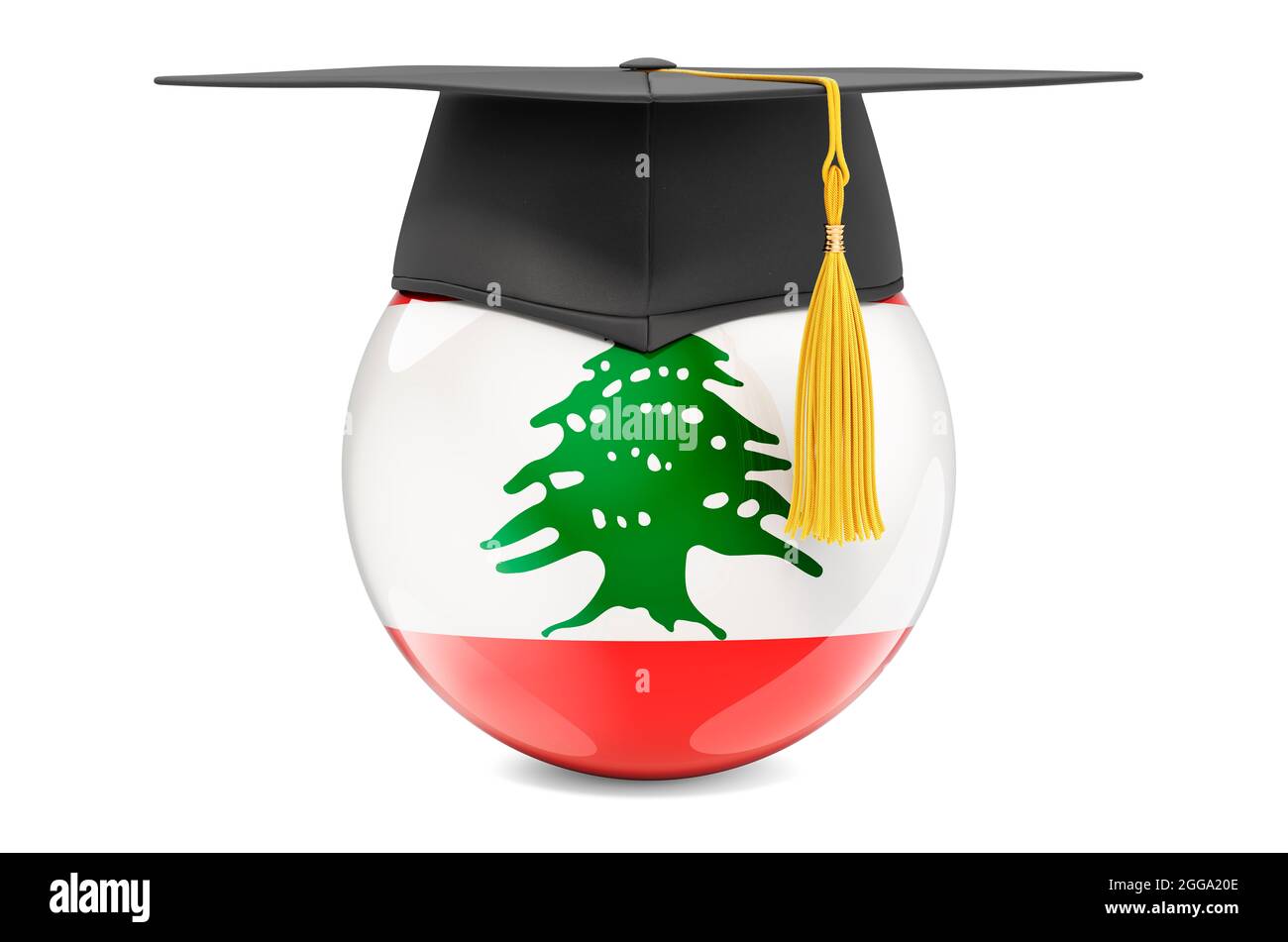 Education in Lebanon concept. Lebanese flag with graduation cap, 3D ...