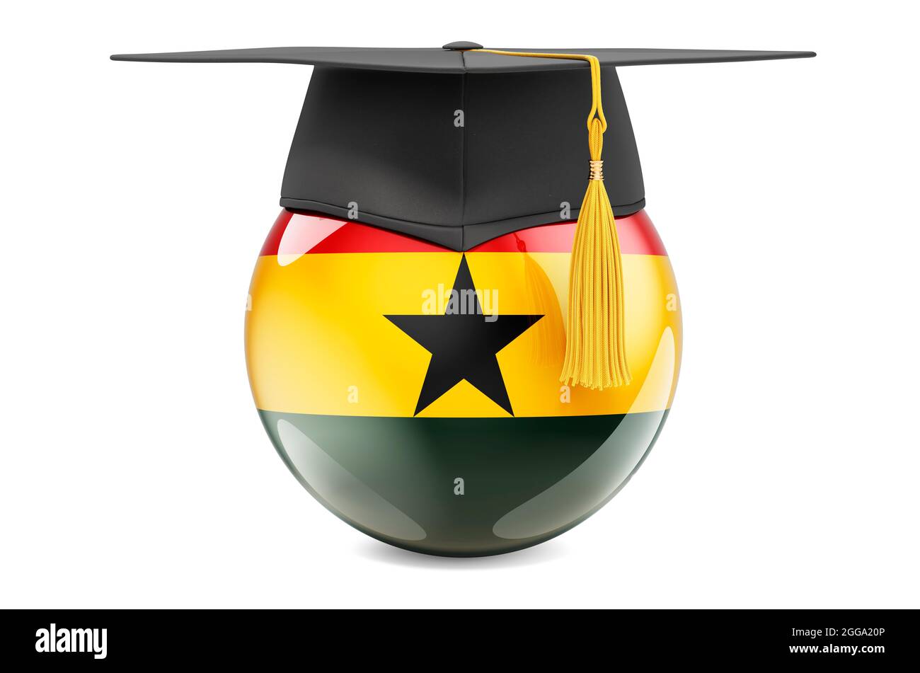 Education in Ghana concept. Ghanaian flag with graduation cap, 3D ...