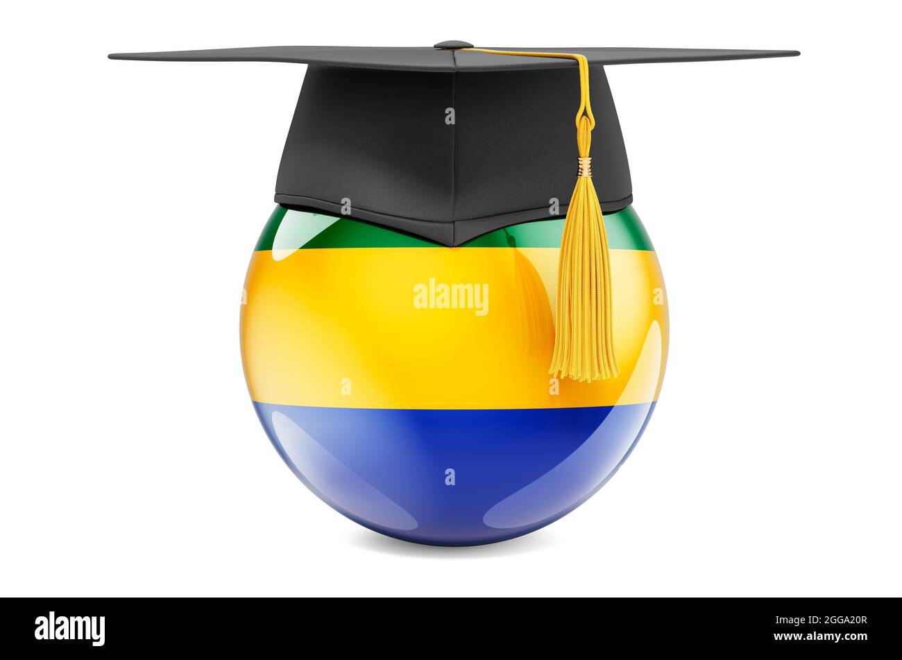 Education in Gabon concept. Gabonese flag with graduation cap, 3D ...