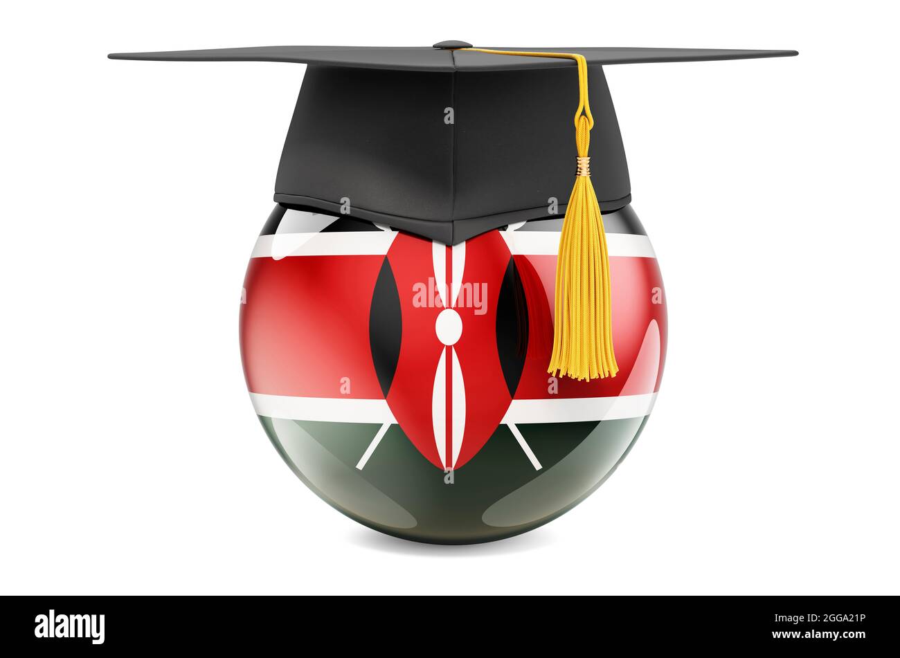 Education in Kenya concept. Kenyan flag with graduation cap, 3D ...