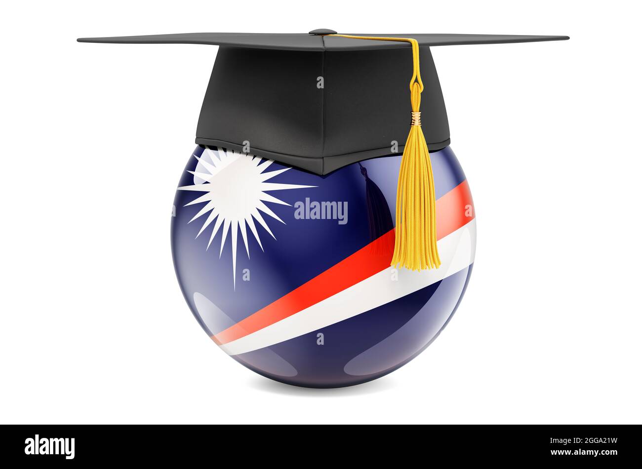 Education in Marshall Islands concept. Marshallese flag with graduation ...