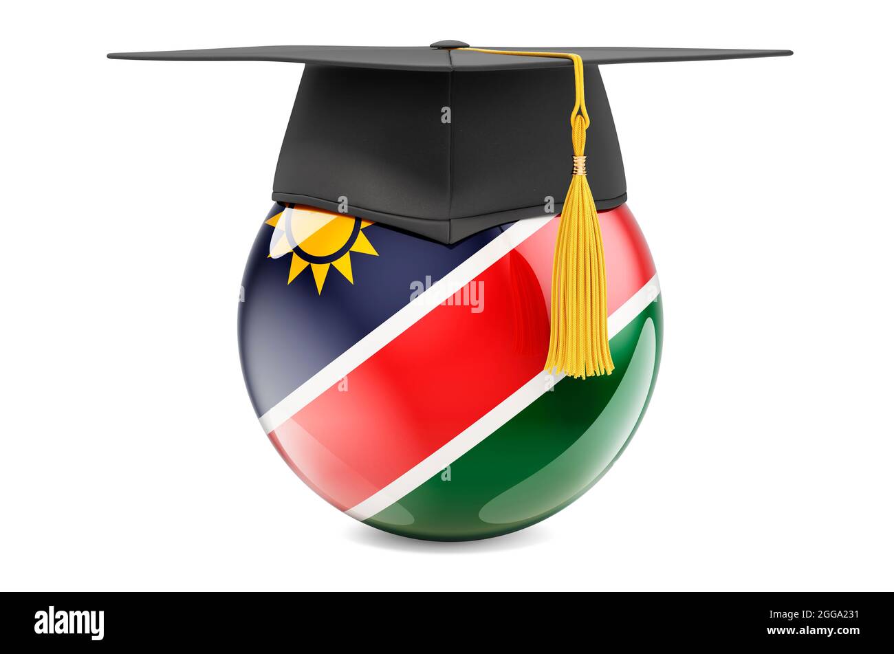 Education in Namibia concept. Namibian flag with graduation cap, 3D ...