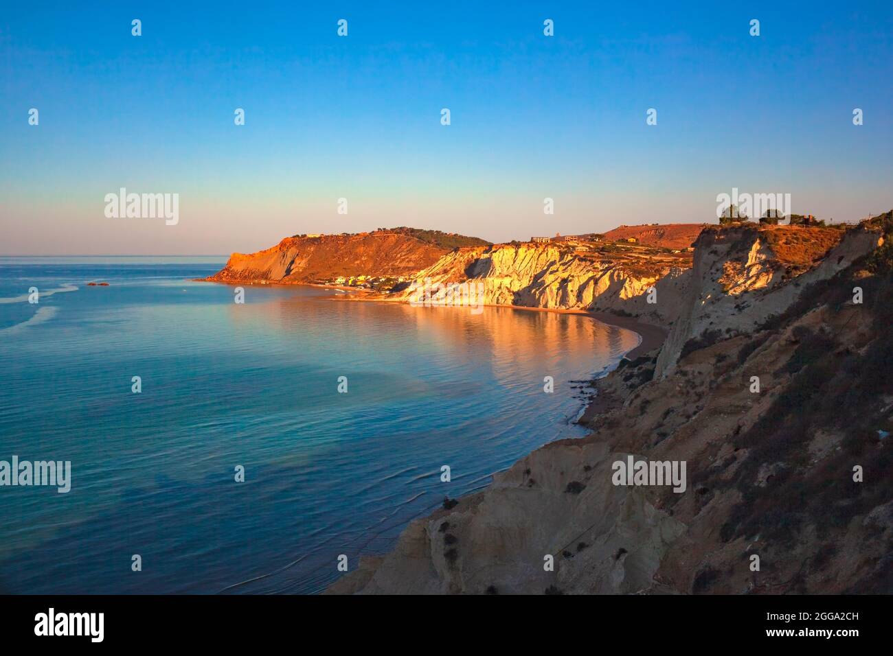 Top view of the coast with the limestone white cliffs at the Scala dei ...