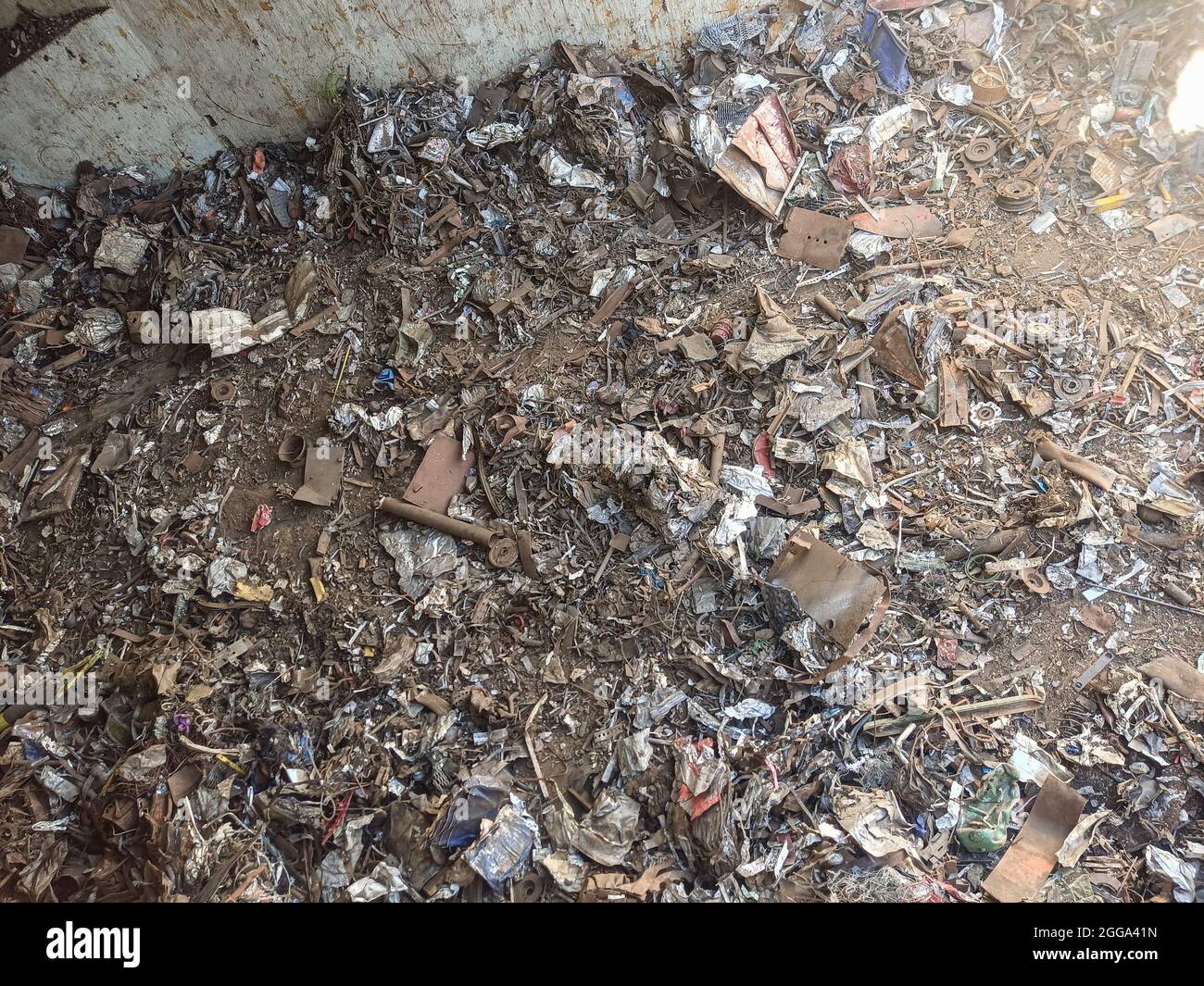 scrap metal in the hold of the ship delivered for processing. Reuse of ...