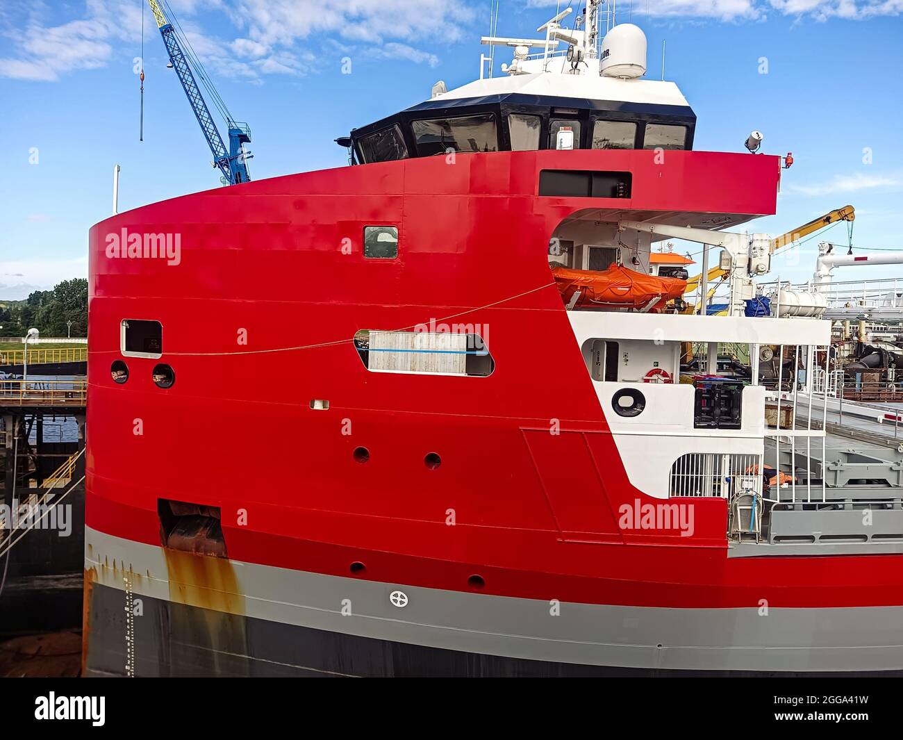 stern superstructure of a dry cargo ship with a captain's bridge and ...