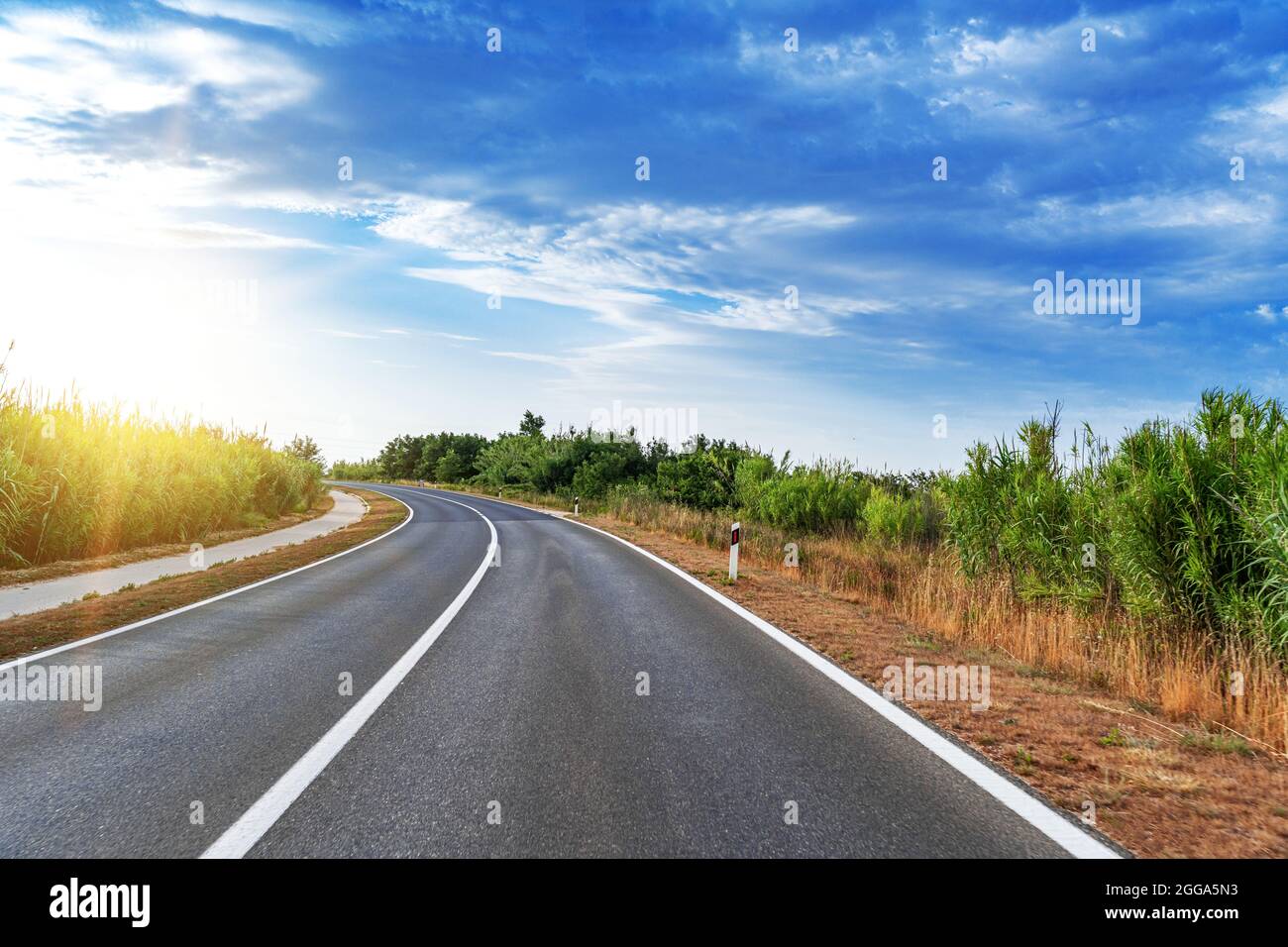 Scenic road. Road is surrounded by a magnificent natural landscape ...