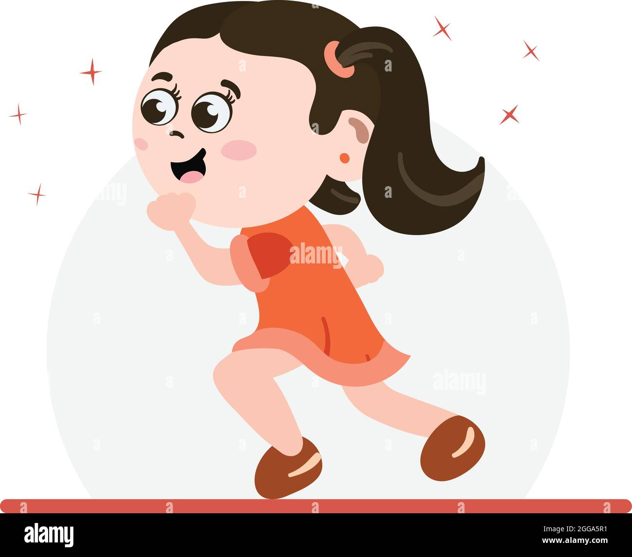 Girl Running in park wearing summer dress. Happy little girl jogging ...