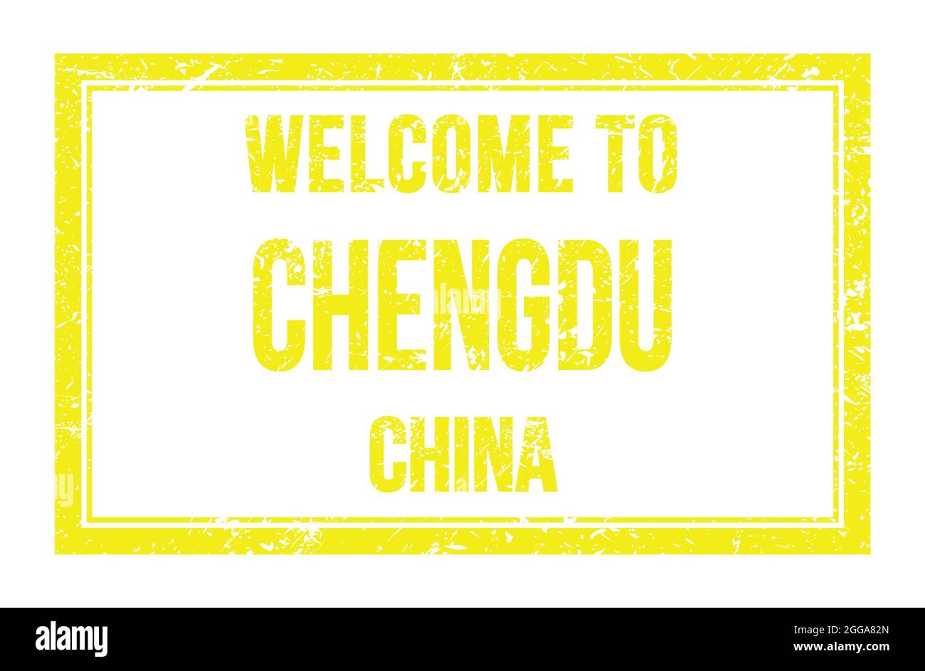 WELCOME TO CHENGDU - CHINA, words written on yellow rectangle post ...
