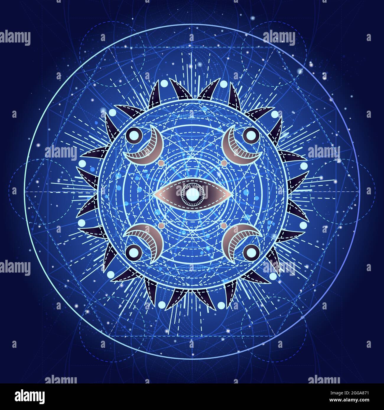 Vector illustration of Sacred geometry symbol on abstract background ...