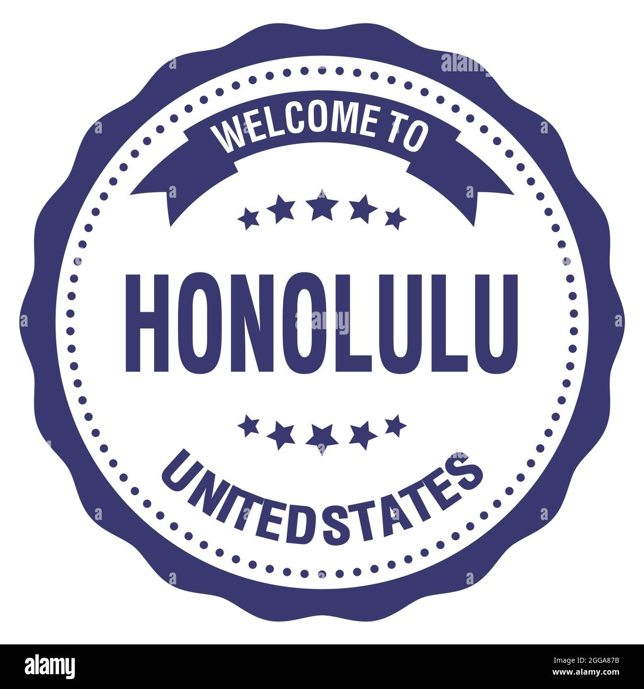 WELCOME TO HONOLULU - UNITED STATES, words written on blue round badge ...