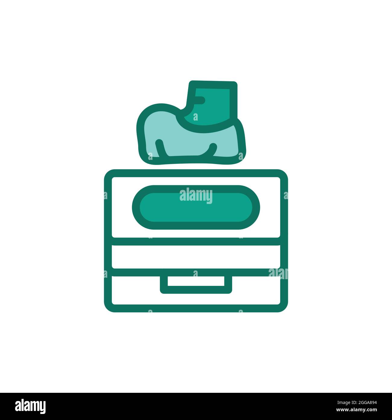 Automatic shoes covers dispenser machine color line icon. Isolated ...