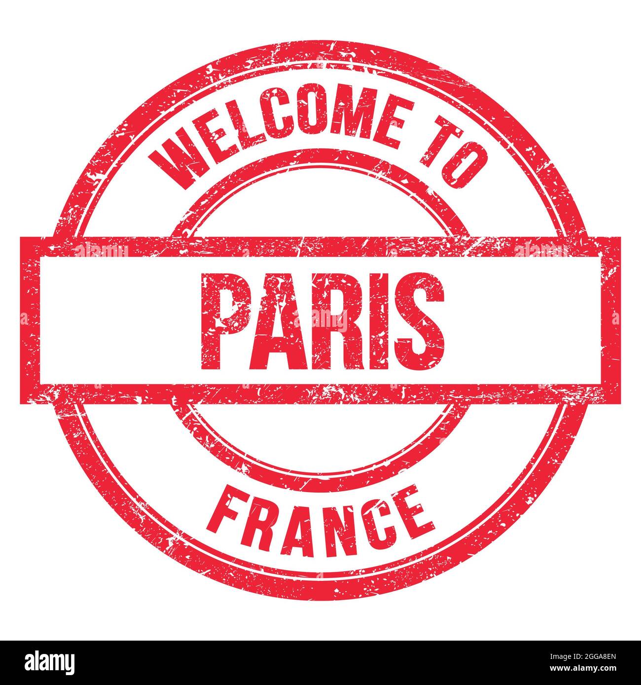 WELCOME TO PARIS - FRANCE, words written on red round simple stamp ...