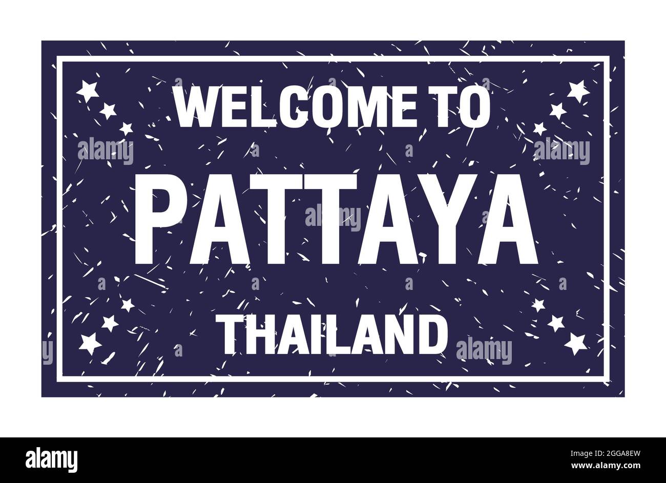 WELCOME TO PATTAYA - THAILAND, words written on blue rectangle flag ...
