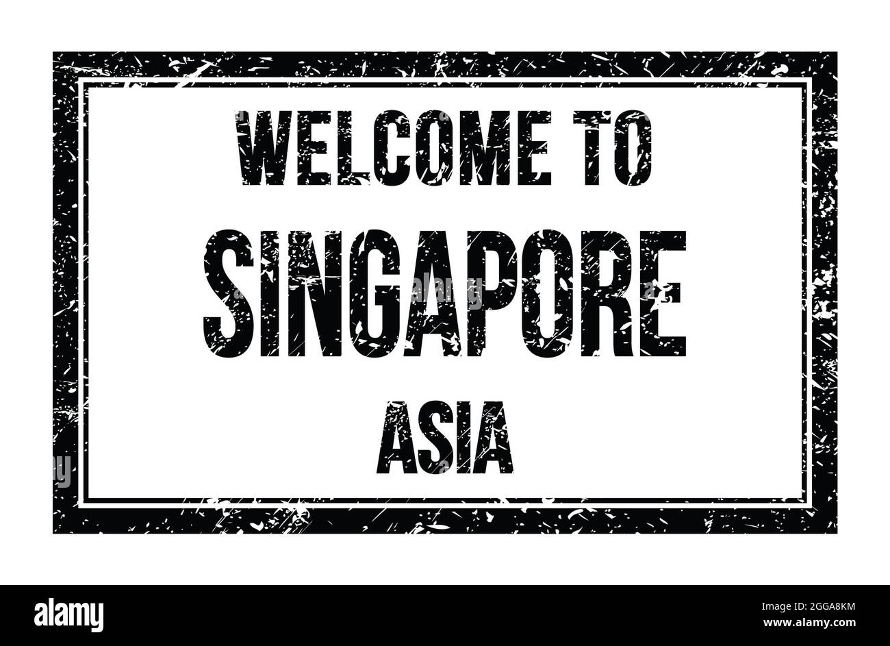 WELCOME TO SINGAPORE - ASIA, words written on black rectangle post ...