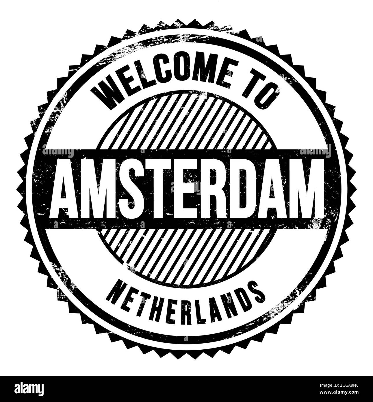 WELCOME TO AMSTERDAM - NETHERLANDS, words written on black zig zag ...