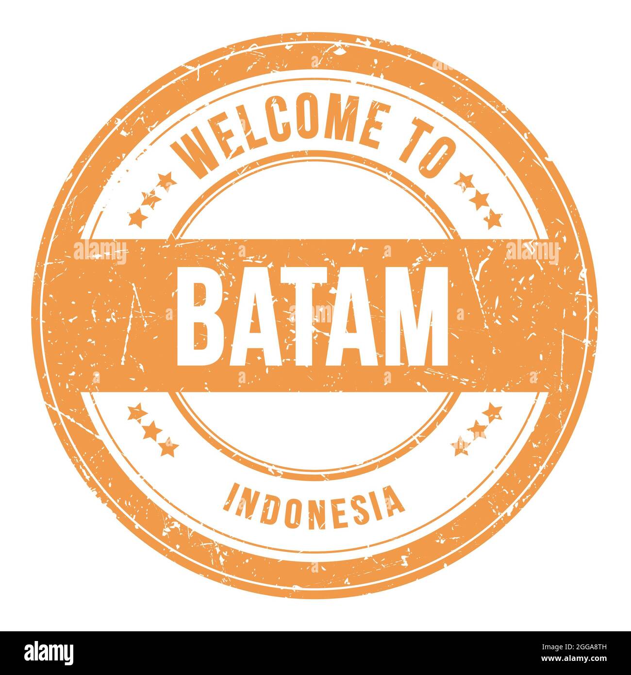 WELCOME TO BATAM - INDONESIA, words written on brown round coin stamp ...