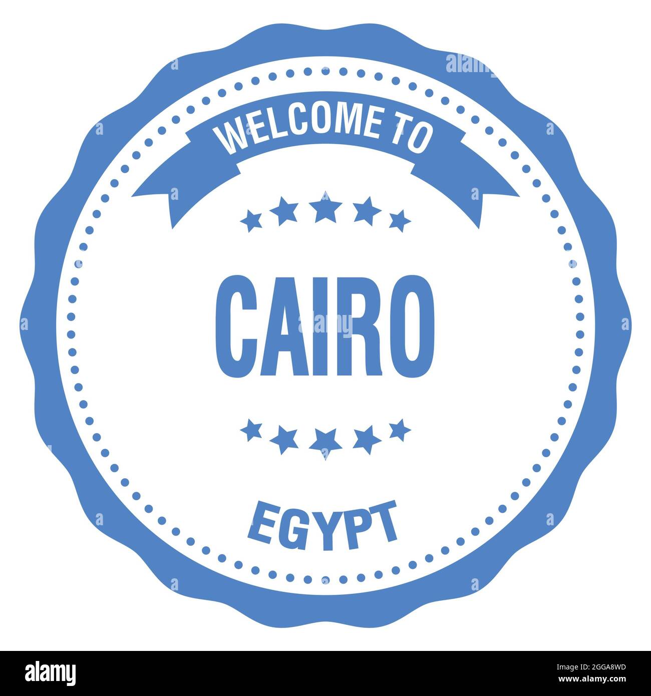 WELCOME TO CAIRO - EGYPT, words written on light blue round badge stamp ...