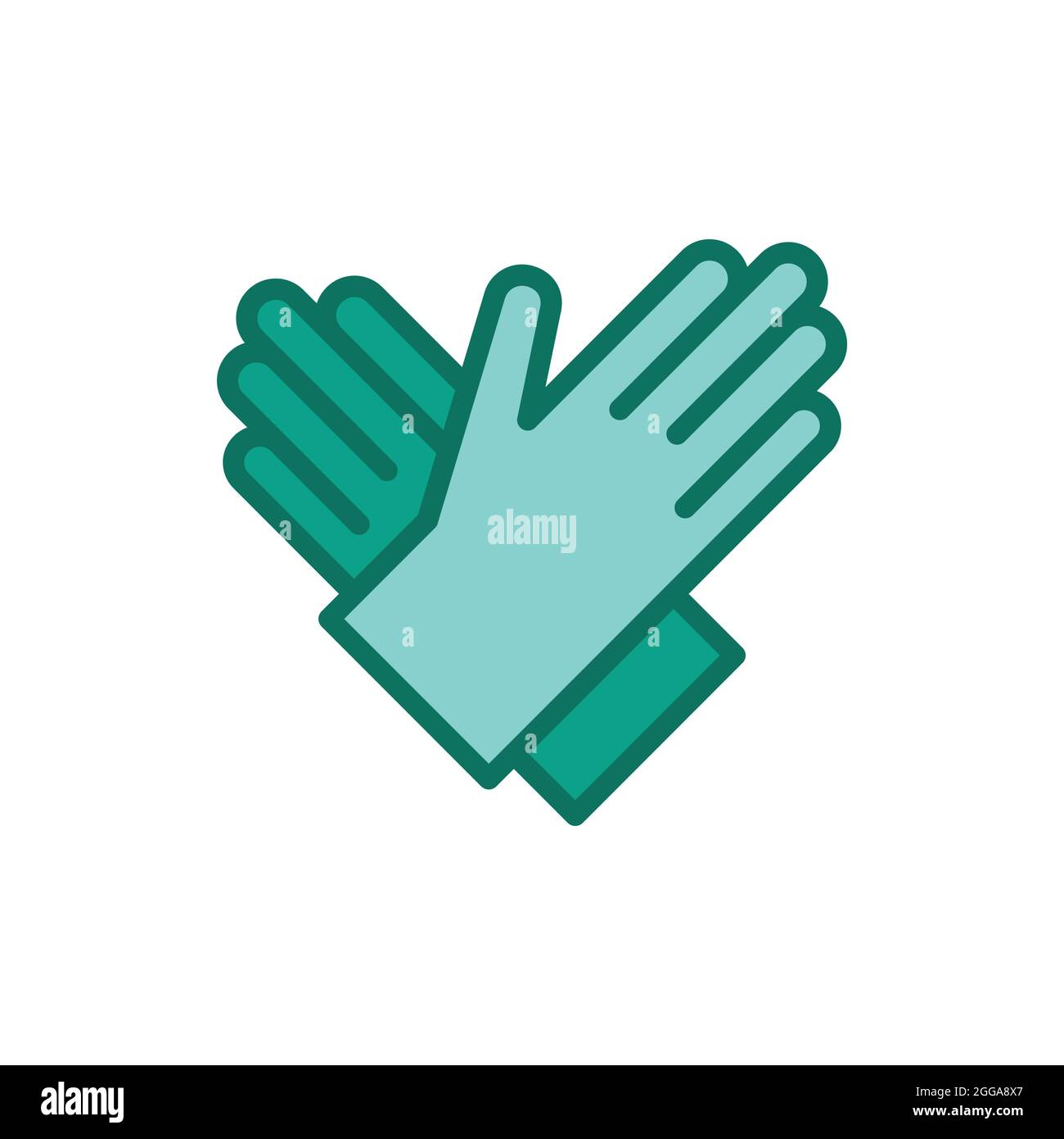 Rubber cleaning gloves color line icon. Isolated vector element ...