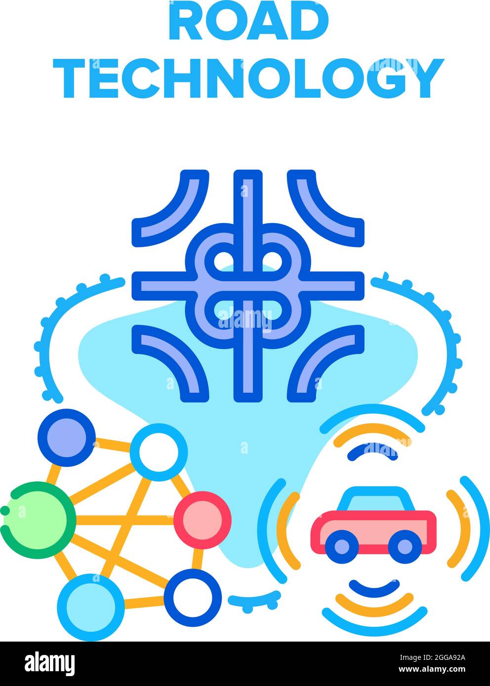 Road Technology Vector Concept Color Illustration Stock Vector Image ...