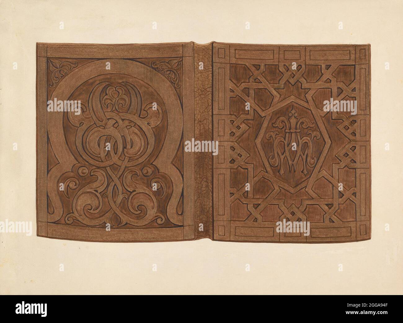 Hand-carved Walnut Book Covers, c. 1936 Stock Photo - Alamy