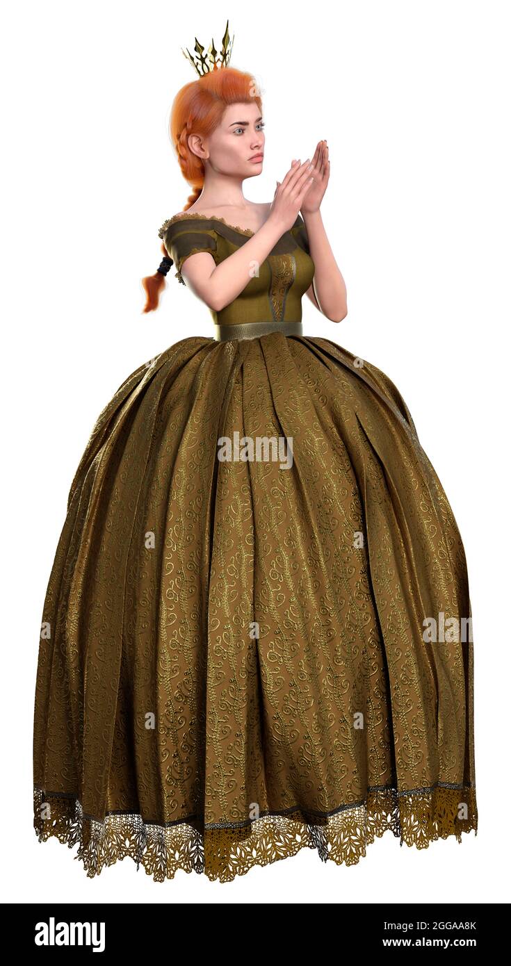 3D rendering of a beautiful fairy tale princess isolated on white ...