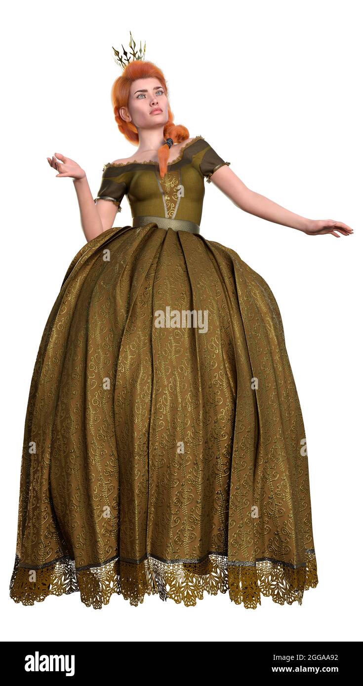 3D rendering of a beautiful fairy tale princess isolated on white ...